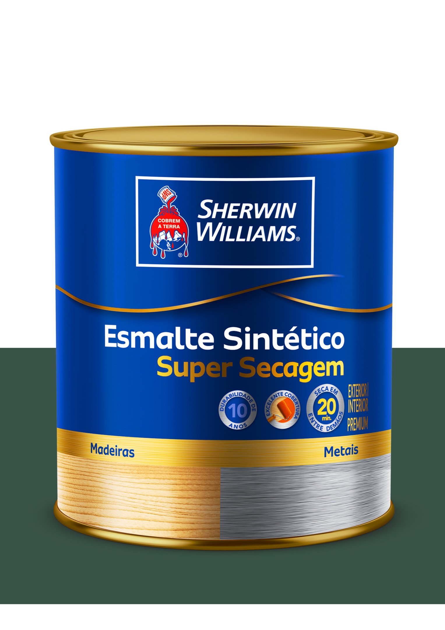 SHERWIN WILLIAMS ESMALTE SINTÉTICO SUPER SECAGEM VERDE COLONIAL 900ML ...