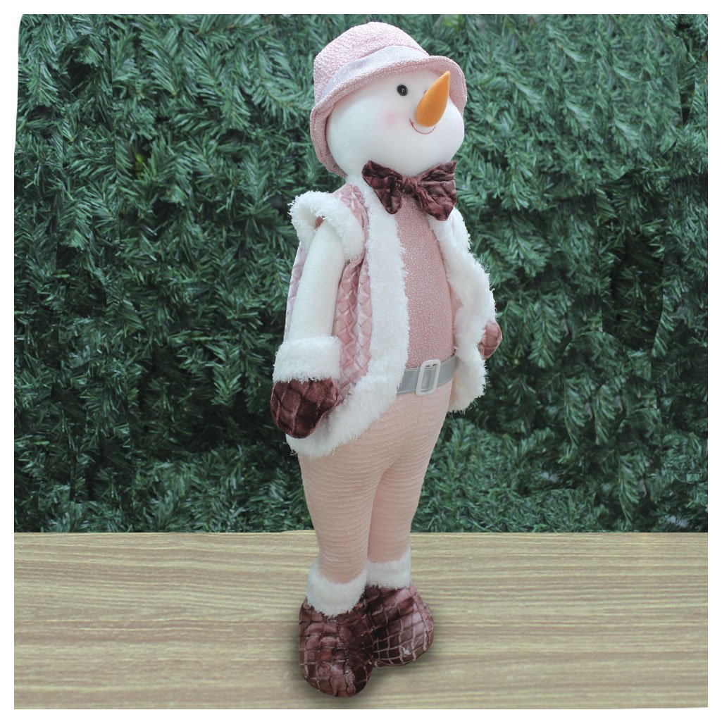 Decoração Natal Boneco de Neve Rosa Natalino 63cm | MadeiraMadeira