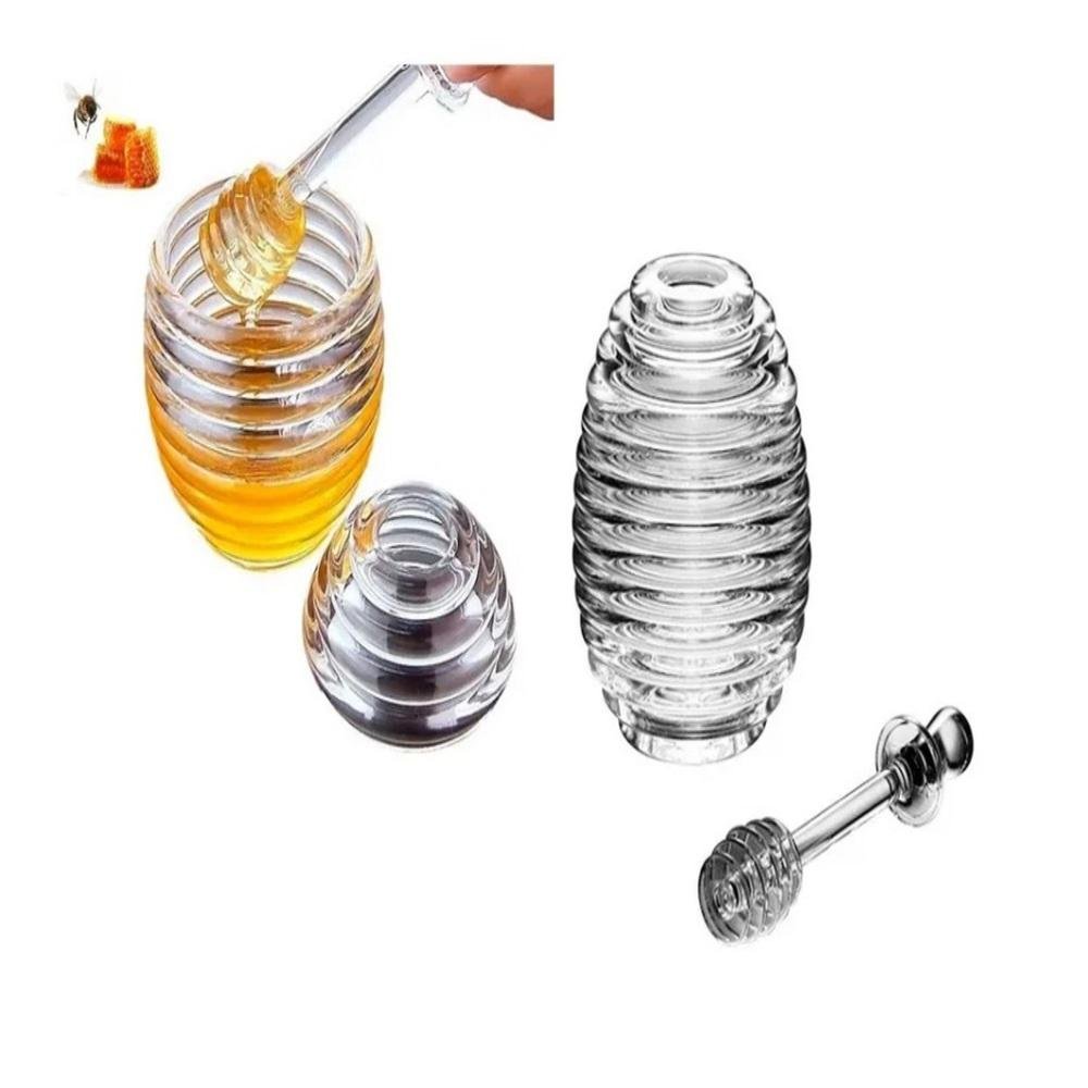 KIT 3 POTE MELEIRA PORTA MEL ACRILICO TRANSPARENTE COLMEIA COM PEGADOR ...