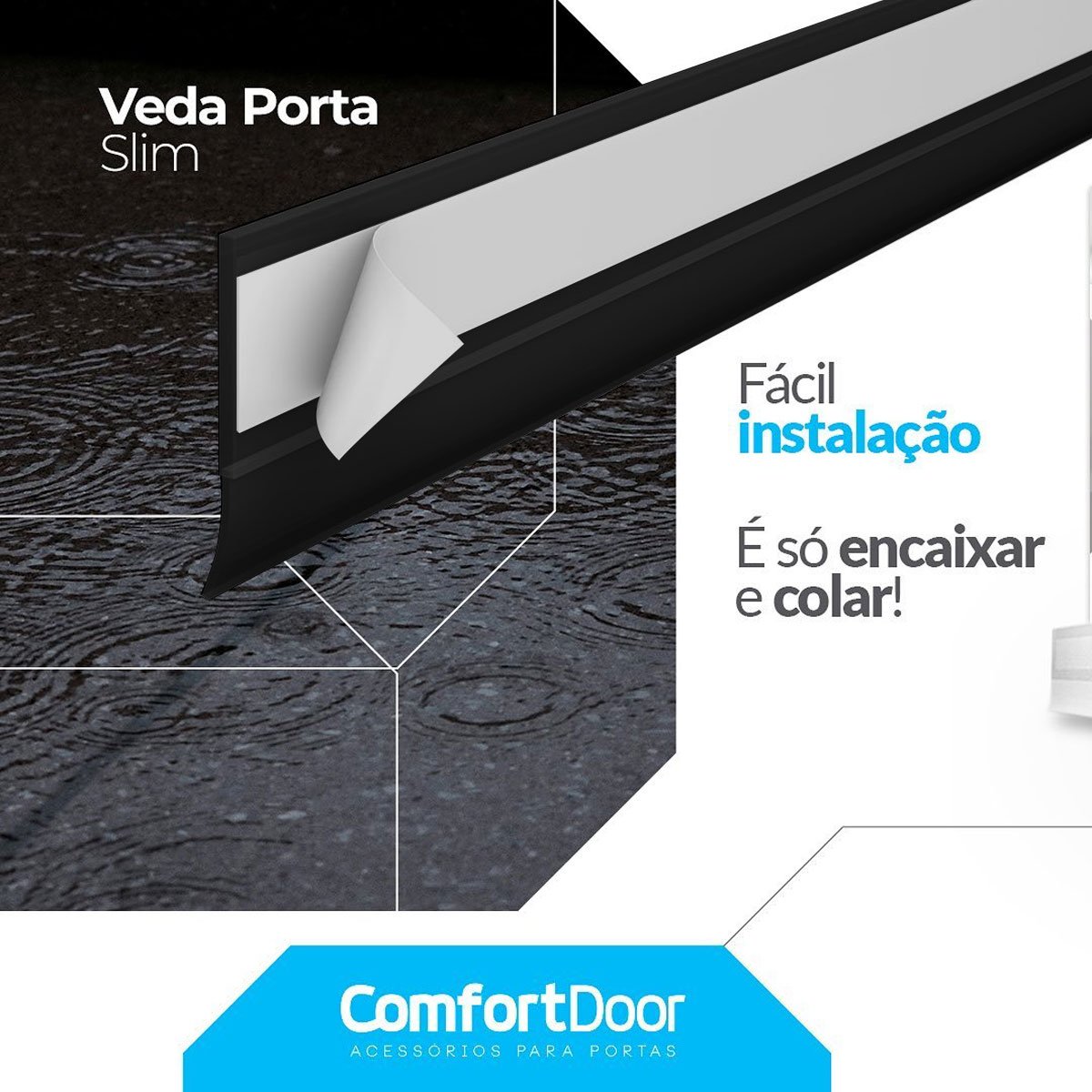 Veda Porta Adesivo 130cm Ajustável Slim Comfort Door Preto | MadeiraMadeira