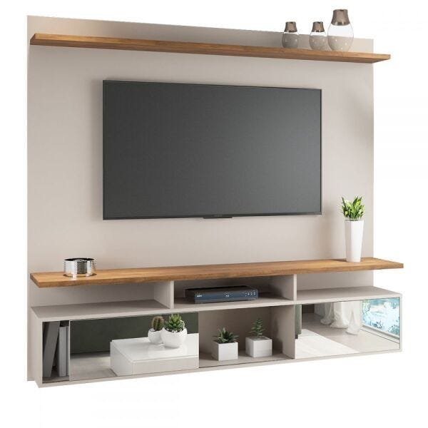 Painel para TV até 55 Polegadas Rizon 2 Portas Off White/Seda - Viero Móveis | MadeiraMadeira