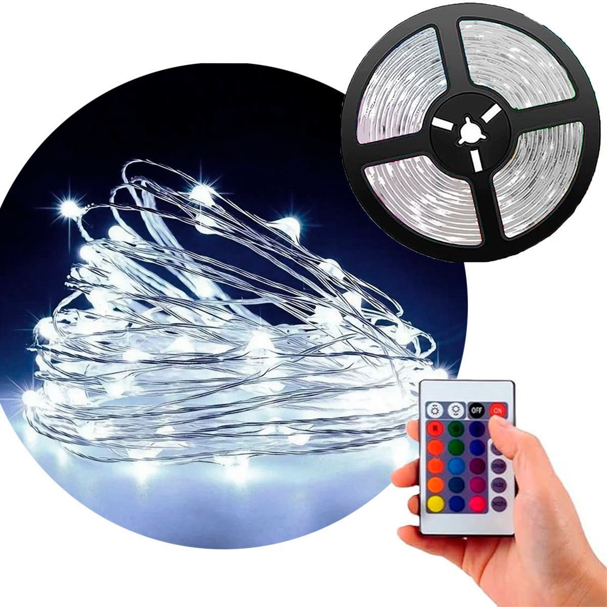Fio de Fada Leds Branco 100 Lâmpadas Musical Natal Usb 10m | MadeiraMadeira