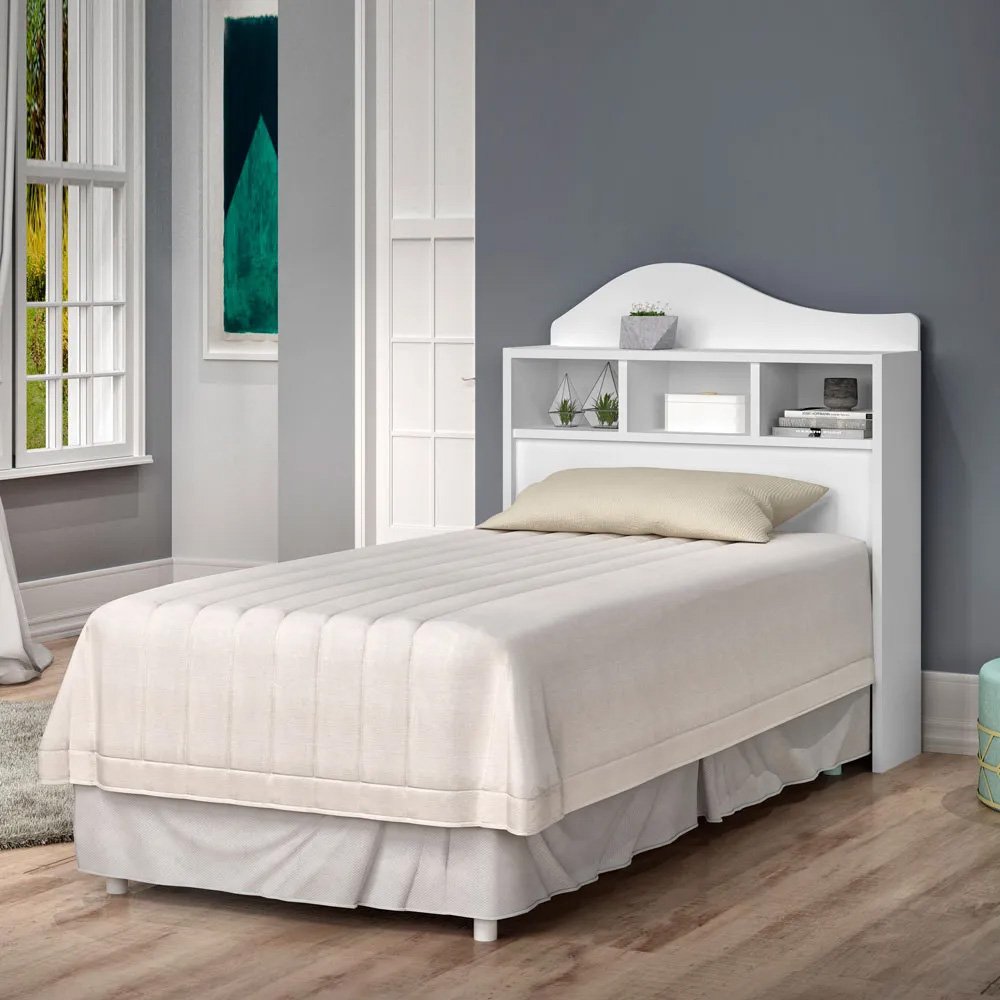 Cabeceira Solteiro Irlanda Branco ou Branco/Lilás J&A Móveis 110x92x22 ...