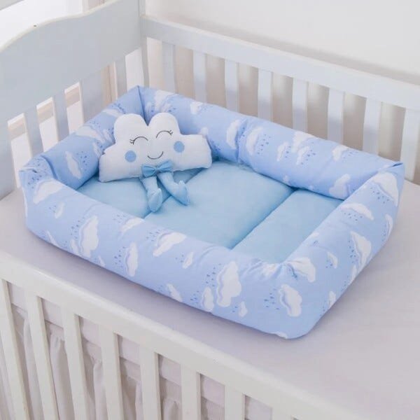Ninho Redutor Para Bebe Masculino 100% Algodão nuvens azul | MadeiraMadeira