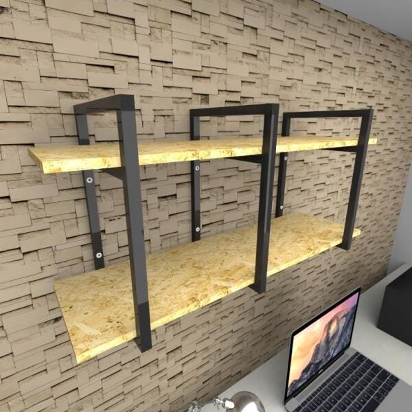 Prateleira industrial para escritório aço cor preto prateleiras 30 cm ...