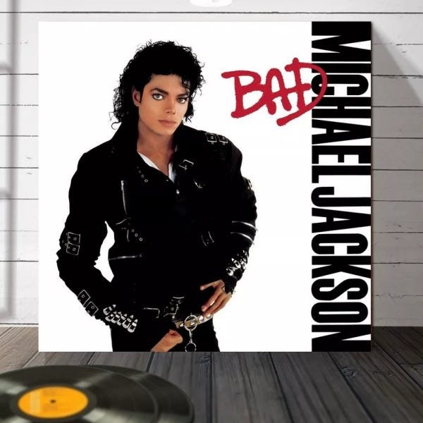 Placa Quadro Michael Jackson Álbum Disco Bad Mdf 30x30cm | MadeiraMadeira