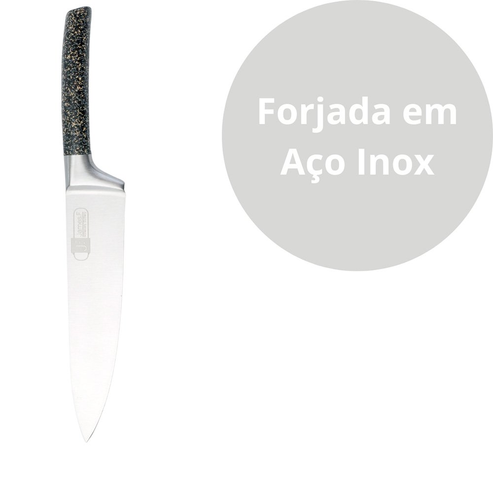 Faca Chef 8 em Aço Inox Stone James F | MadeiraMadeira