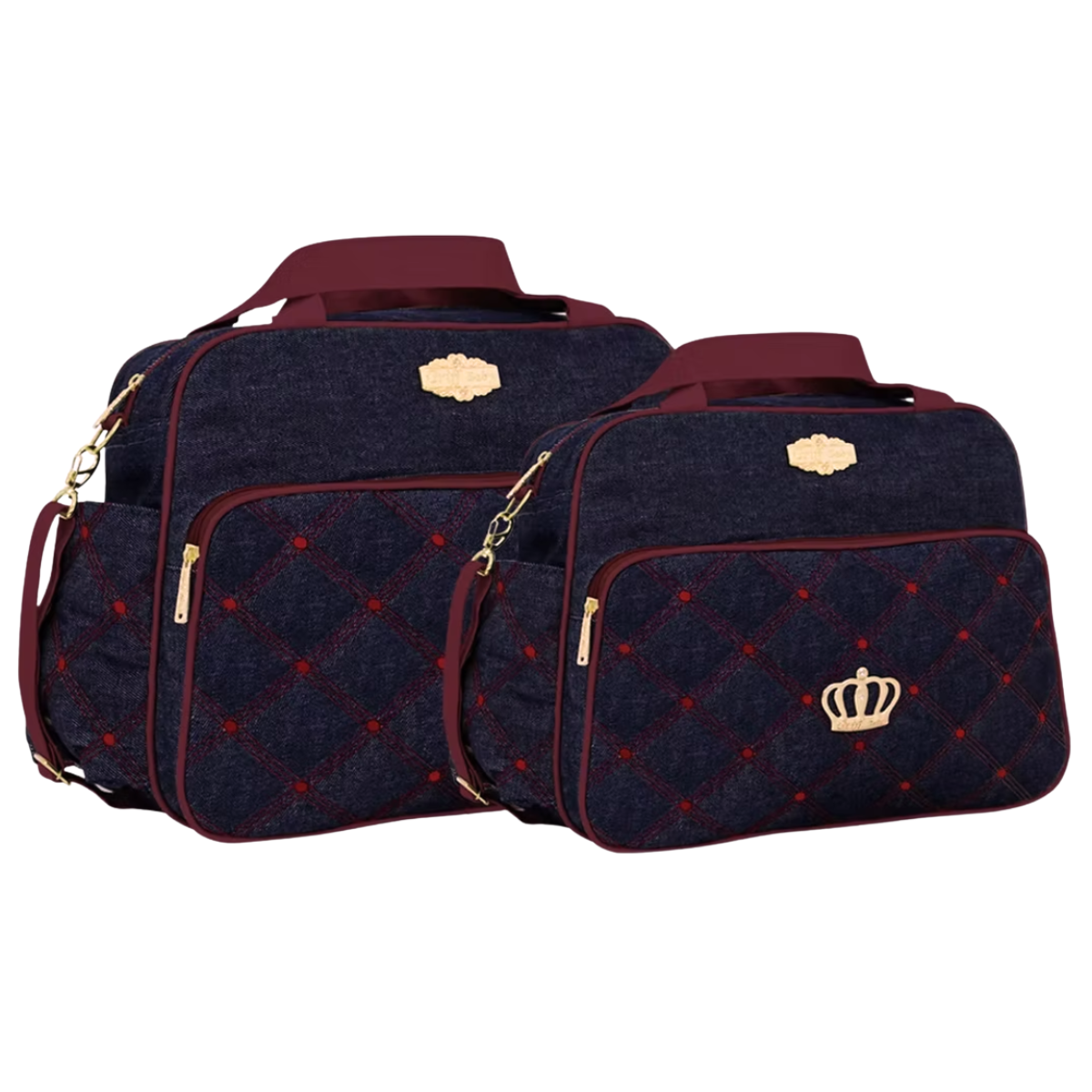 Kit Bolsas Maternidade Griff Baby Royal Jeans e Vinho | MadeiraMadeira