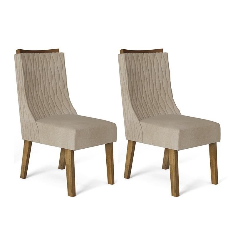 Conjunto 2 Cadeiras Amélia Tronco Ripado/linho Árido - Pr Móveis ...