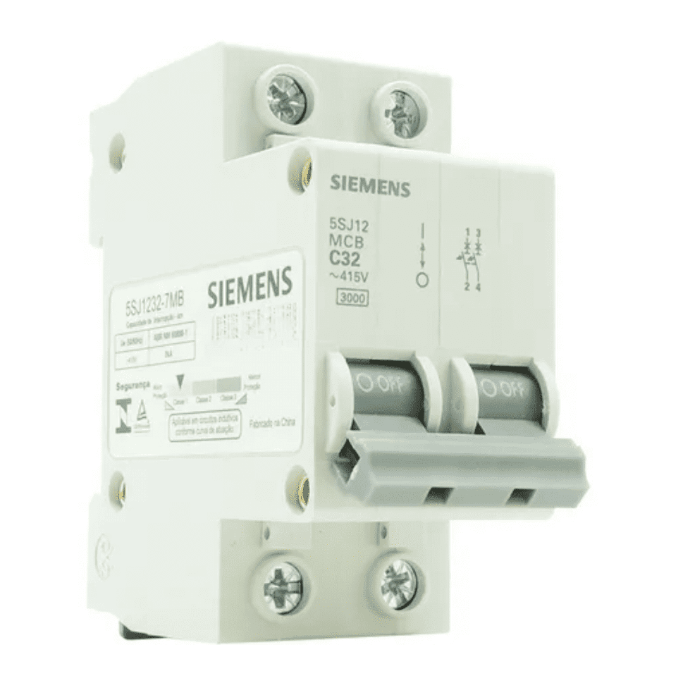 DISJUNTOR BIFÁSICO BIPOLAR MINI DIN CURVA C 5SJ1 SIEMENS:32A | MadeiraMadeira