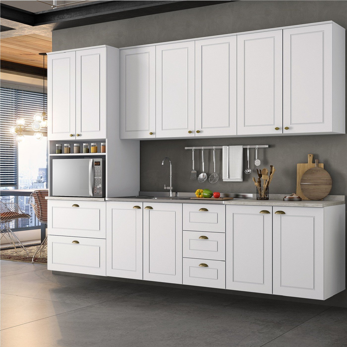 Cozinha Modulada 6 Peças Linha Americana 100%MDF Sem Tampo - Henn ...