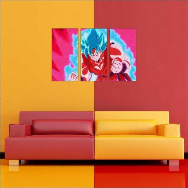 Quadro Anime Dragon Ball Goku Mosaico 3 Peças | MadeiraMadeira