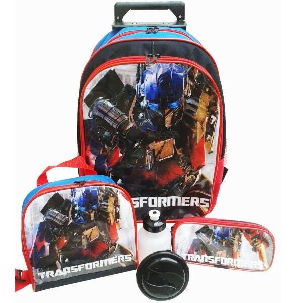 Kit Mochila Escolar Transformers de Rodinhas | MadeiraMadeira