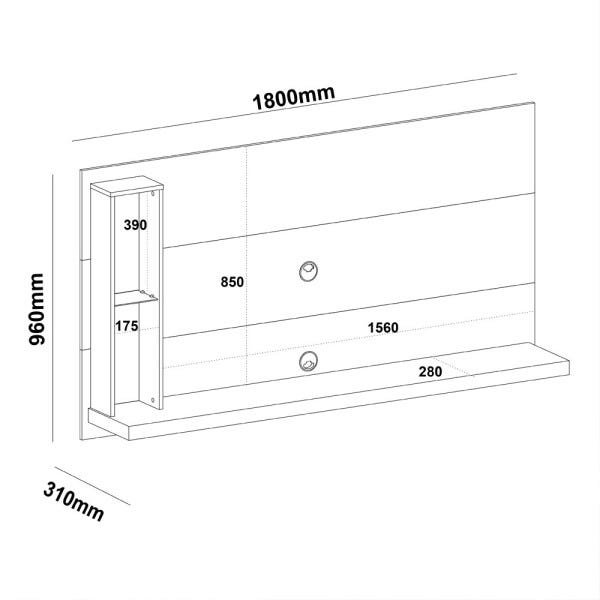 Painel Artely Alaska com Prateleira em Tamburato 50mm Liberatti | MadeiraMadeira