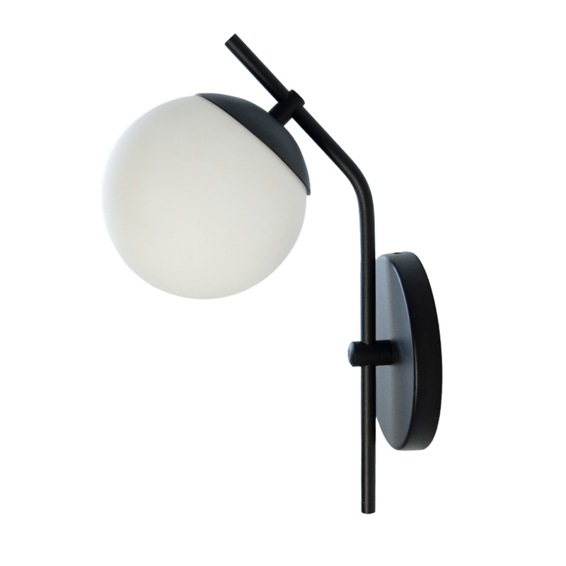 Luminária de Parede Inclinada Jabuticaba Globo Vidro Preto | MadeiraMadeira