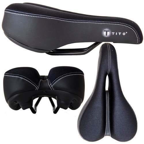Selim Pro Tito Bike Mtb Preto C/Cavidade Trilho Blister Gel ...