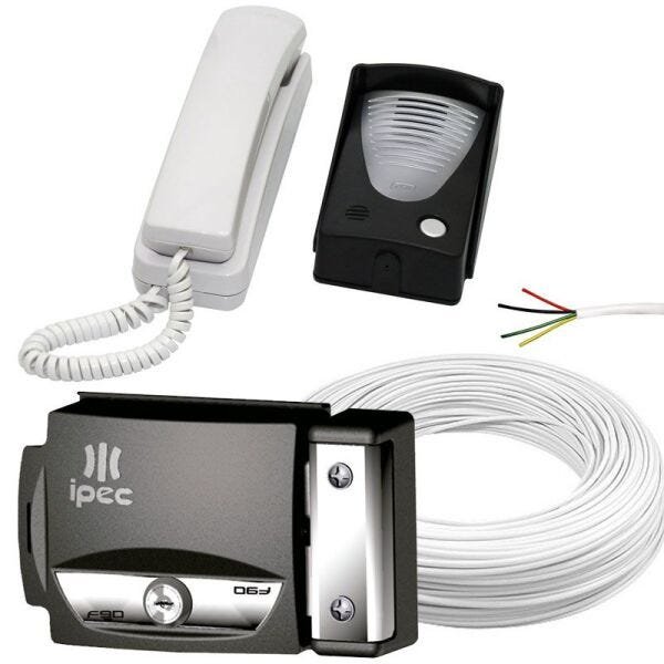 Kit Interfone Fechadura Portão Social E Cabo De Instalação | MadeiraMadeira