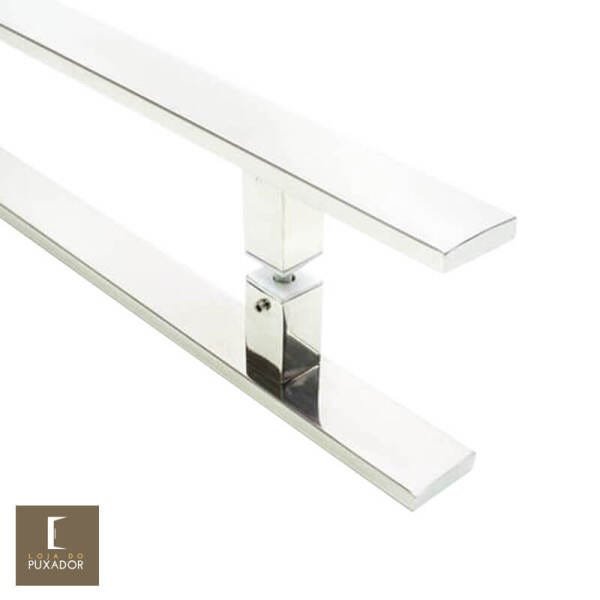 Puxador Para Portas Duplo em Aço Inox 304 Modelo Clean Polido Brilhante ...