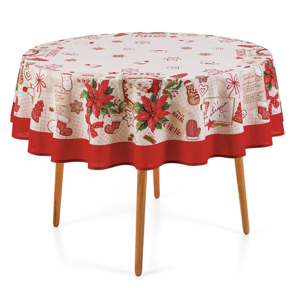 Toalha de Mesa Natal Redonda 4 Lugares | Karsten - Receita de Noel ...