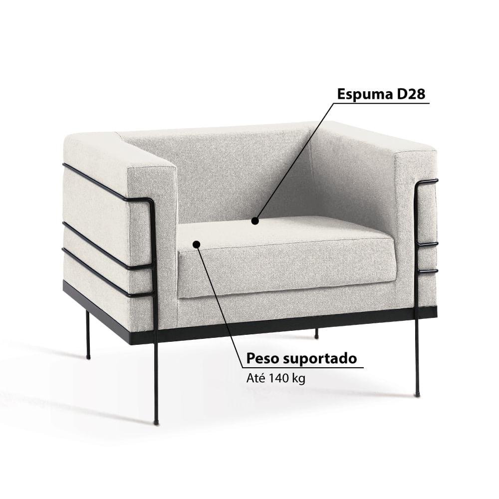 Poltrona Le Corbusier com Tecido Linhão - Bege | MadeiraMadeira