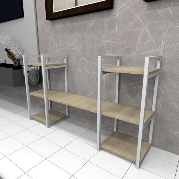 Estante industrial aço branco 120x30x68cm (C)x(L)x(A) cor mdf ...