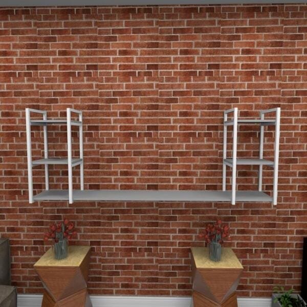 Estante estilo industrial sala aço cor branco 180x30x68cm (C)x(L)x(A ...