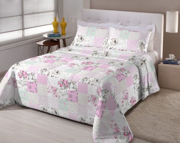 EDREDOM SOLTEIRO DUPLA FACE MICROFIBRA 1,40m x 2,20m:Estampa1 ...