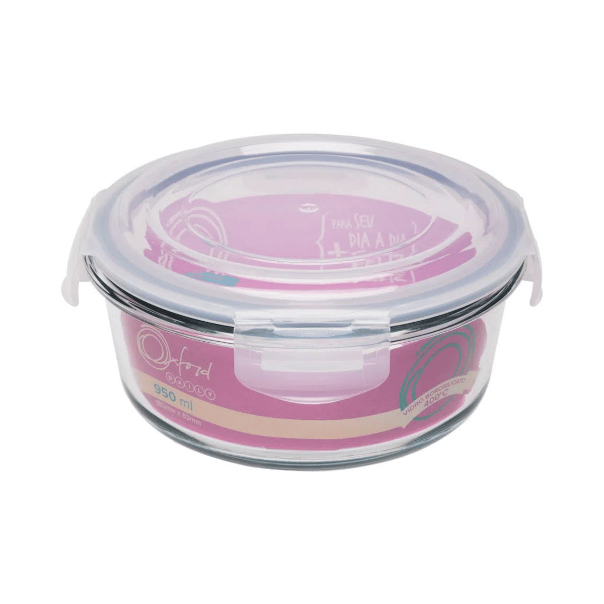 Pote Hermético de Vidro Redondo com Tampa Para Comida 620ml - Wp Connect | MadeiraMadeira