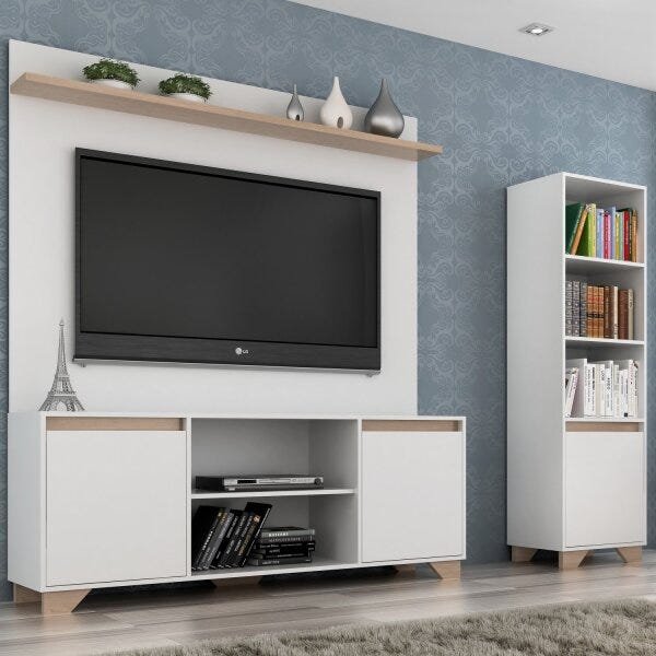 Conjunto Rack com Painel para TV 50 Polegadas e Estante Benevello 2038 ...