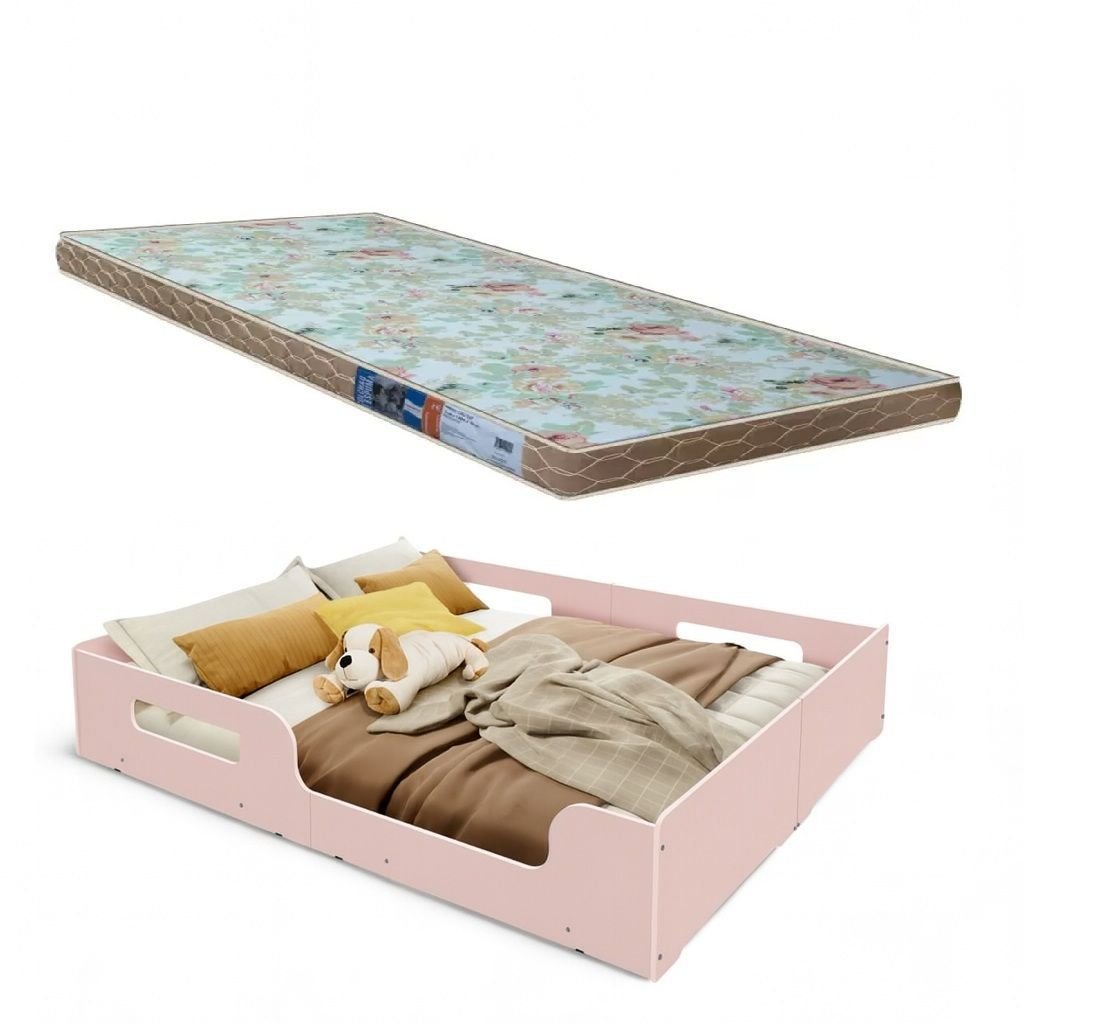 Cama Casal Montessoriana Infantil Princesa Grade de Proteção Lateral ...