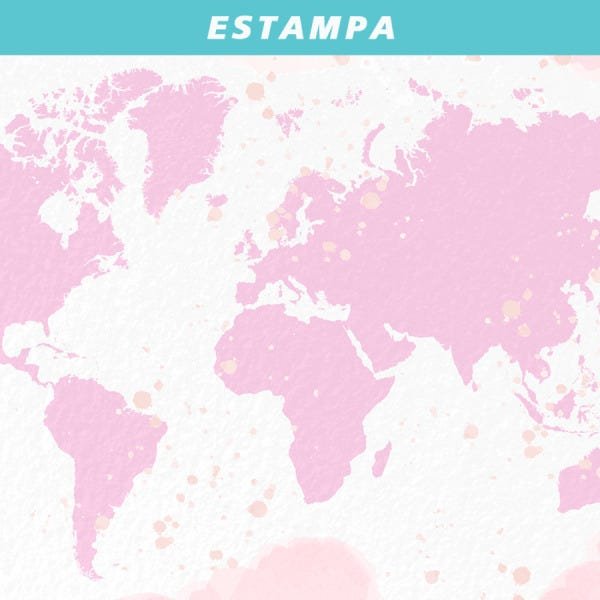 Papel de Parede - Mapa Mundo Rosa Pastel | MadeiraMadeira