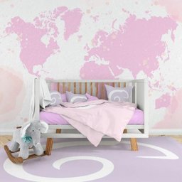 Papel de Parede - Mapa Mundo Rosa Pastel | MadeiraMadeira
