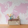 Papel de Parede - Mapa Mundo Rosa Pastel | MadeiraMadeira