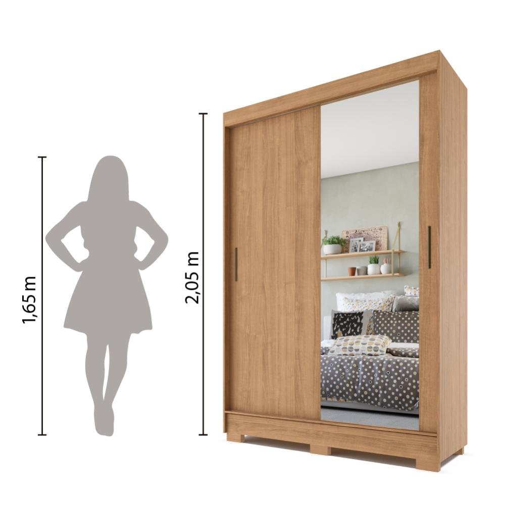 Guarda Roupas Solteiro Com Espelho 2 Portas de Correr 2 Gavetas Leblon ...