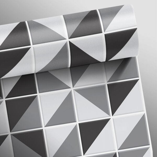 Papel de Parede Azulejo Retângulo Preto 0,58x2,40m | MadeiraMadeira