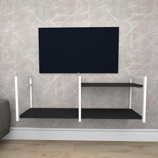 Rack Estilo Industrial Aço Cor Branco Prateleiras 30cm Cor Preto Modelo ...