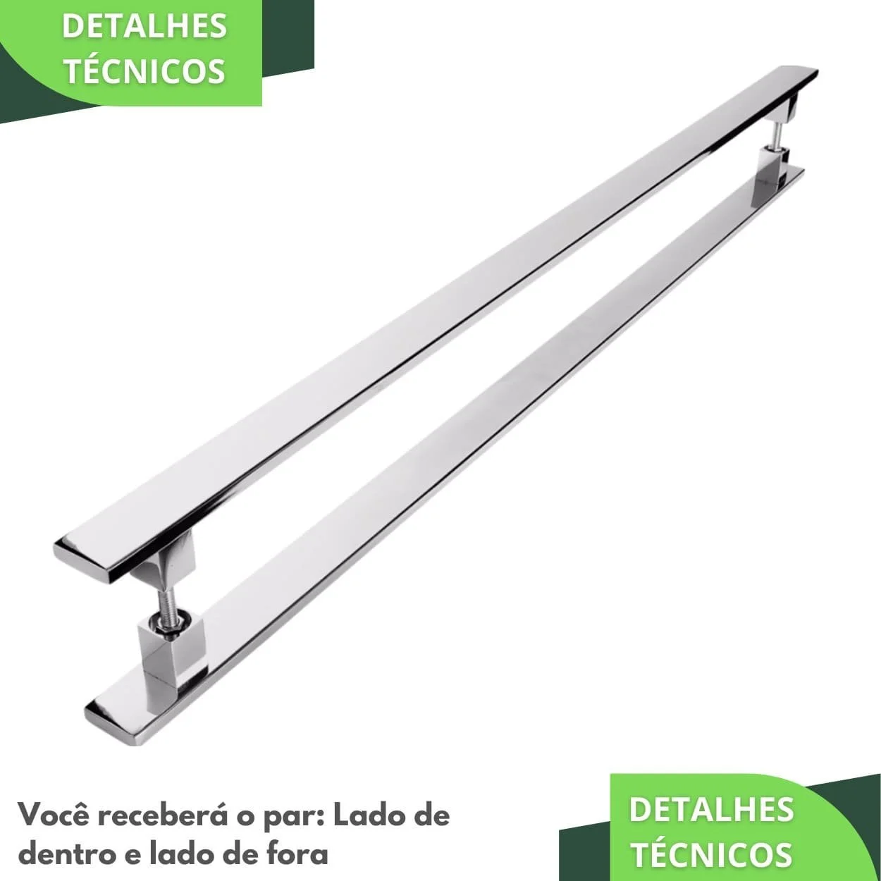 Puxador Inox 80 Cm para Porta Pivotante Madeira Vidro | MadeiraMadeira