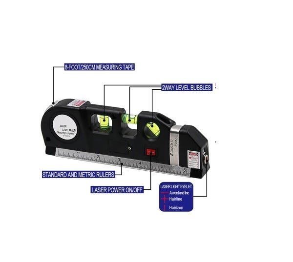 Nivel Laser Level Pro 03 Trena Prumo 3 Pontos - Super Leve | MadeiraMadeira