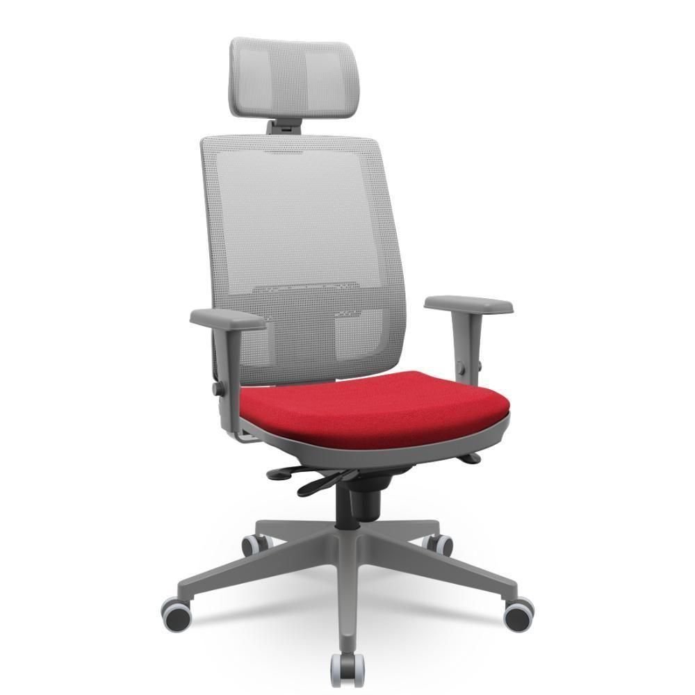 Cadeira Brizza Presidente Grafite Vermelho | MadeiraMadeira