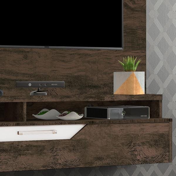 Painel Zeus para Tv Até 60 Polegadas Led Estrutura MDP Nogal/Off White | MadeiraMadeira