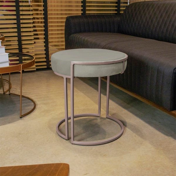 Puff Love Suede Marrom Rato Base Industrial Cobre | MadeiraMadeira