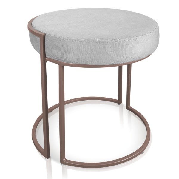 Puff Love Suede Cinza Base Industrial Cobre | MadeiraMadeira