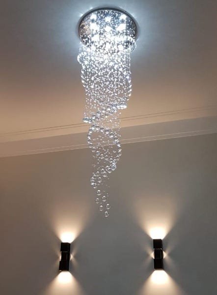 Lustre em Cristais Verdadeiros Grande Para Pé direito 2,50m para Hall ...
