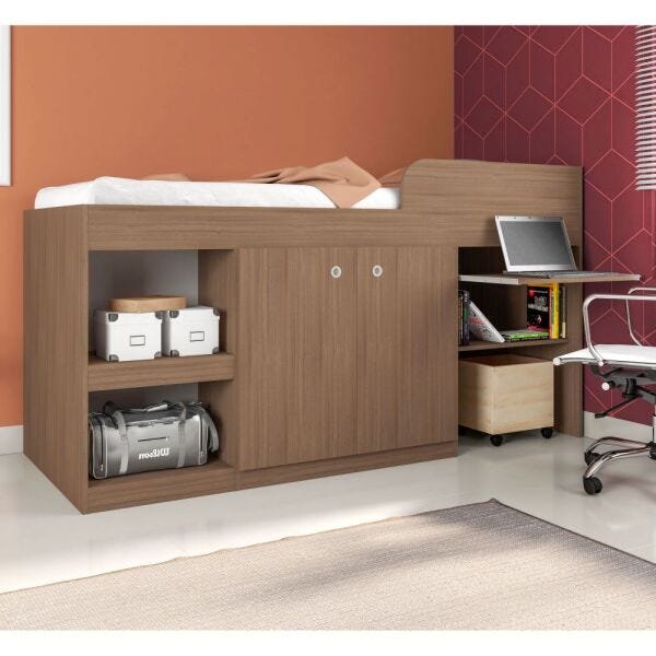 Cama Multifuncional Solteiro 80cm com Escrivaninha Juvenille Art In ...