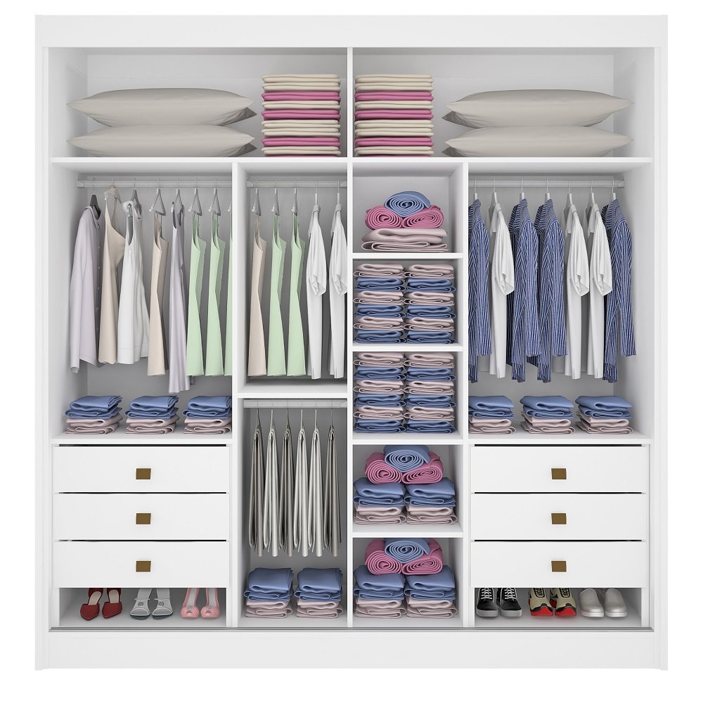 Roupeiro Casal Las Vegas 2 Portas Espelhadas e 6 Gavetas D'Doro Móveis ...