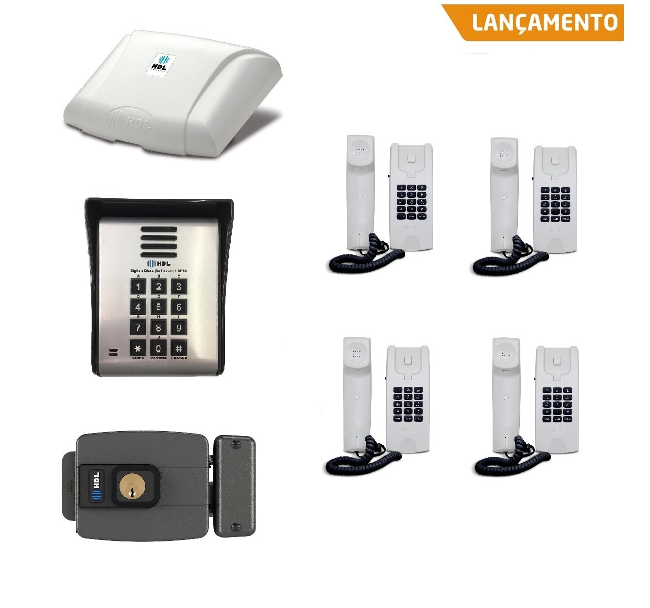 Kit interfonia completo HDL C/ 4 terminal, porteiro eletrônico e ...