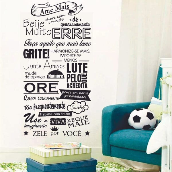 Adesivo de Parede Decorativo Frase Ame mais Erre Grite Sonhe ...