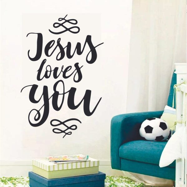 Adesivo de Parede Decorativo Jesus Loves You Jesus Ama Voce ...