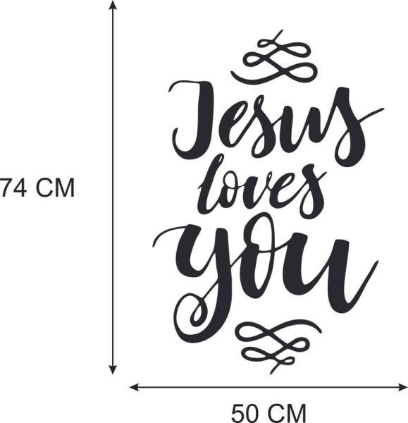Adesivo de Parede Decorativo Jesus Loves You Jesus Ama Voce ...