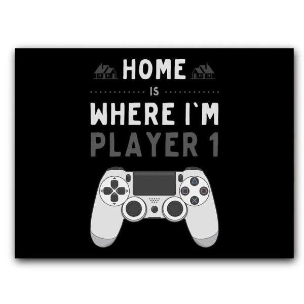Placa Mdf 20 Cm X 30 Cm - Em Casa Sou O Player 1 Gamer | MadeiraMadeira